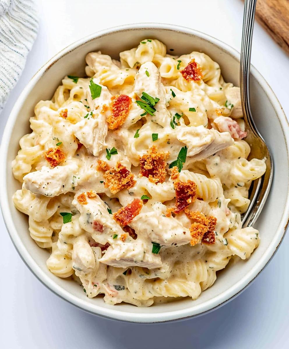 Creamy Chicken Ranch Pasta Recipe - yumrecipesonline.com